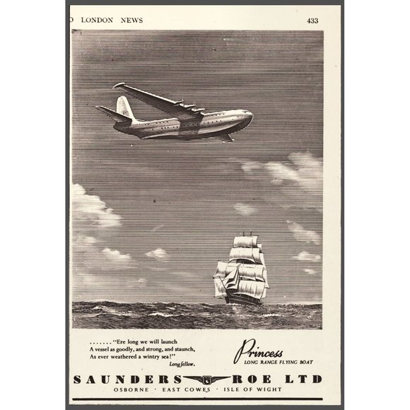 Saunder Roe Ltd. | Art | 951 Princess Long Range Flying Boat Seaplane ...